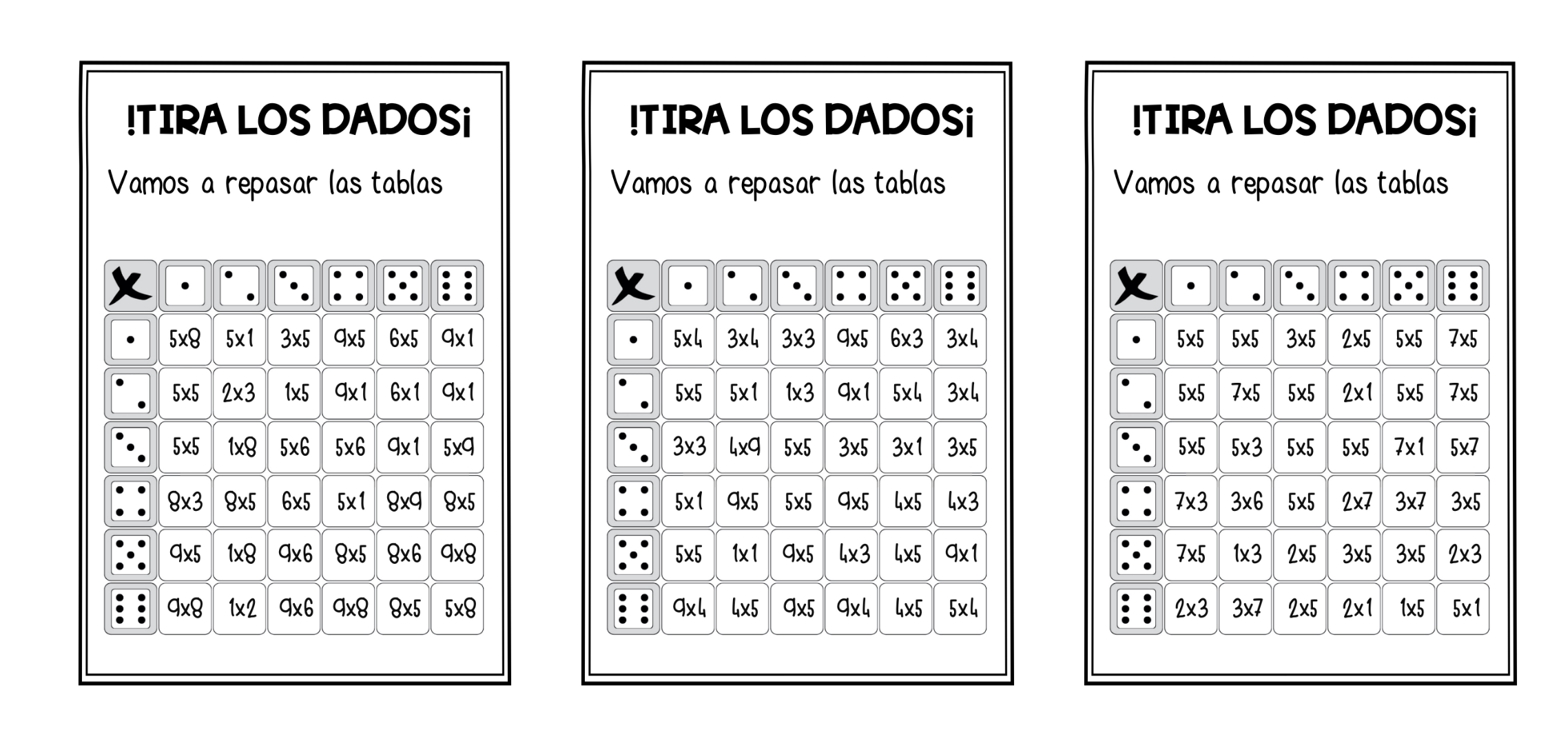 Tira los dados y multiplica repasamos las tablas - Orientacion Andujar