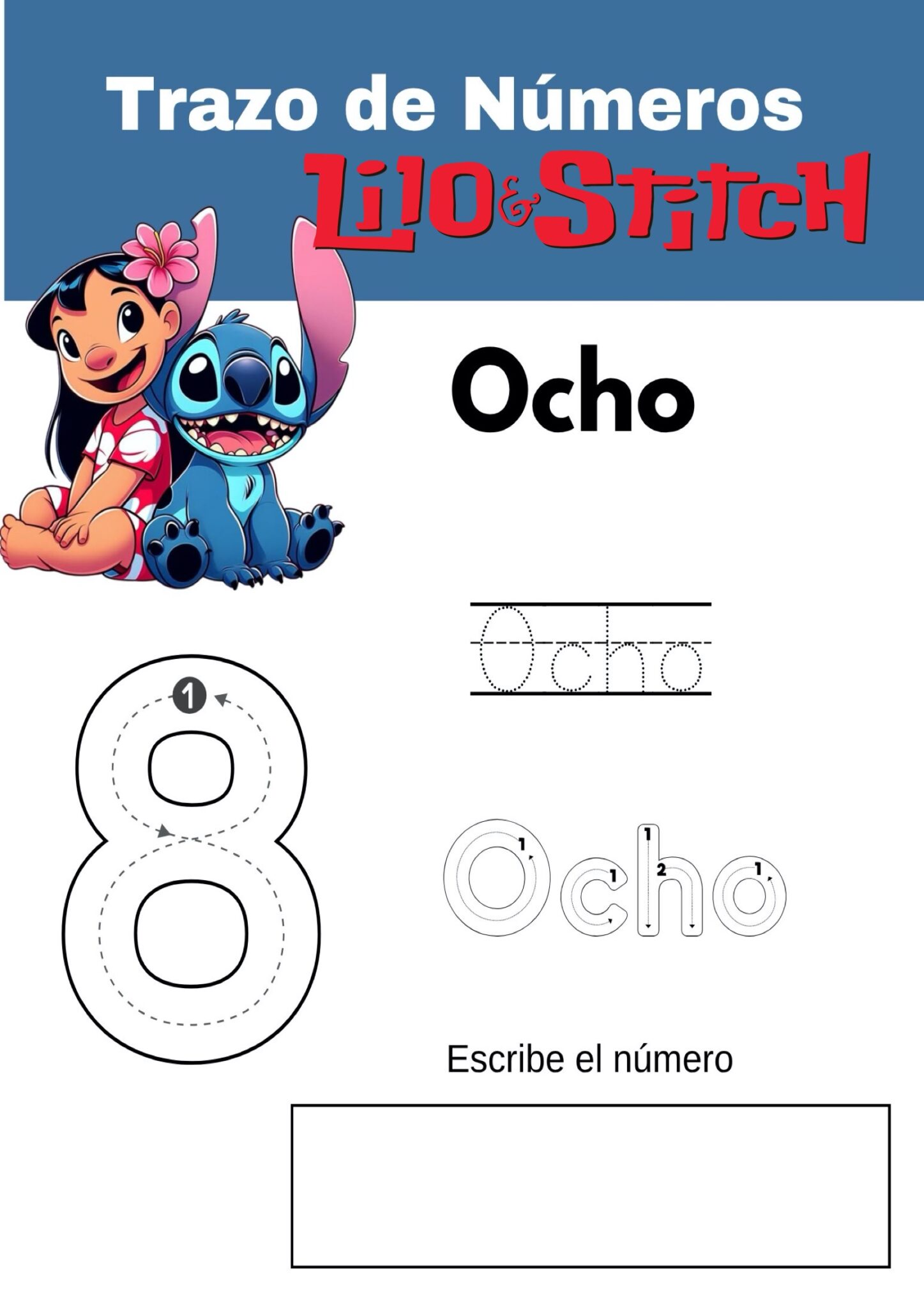 Librito para TRAZAR LOS NÚMEROS LILO y STiCH - Orientacion Andujar