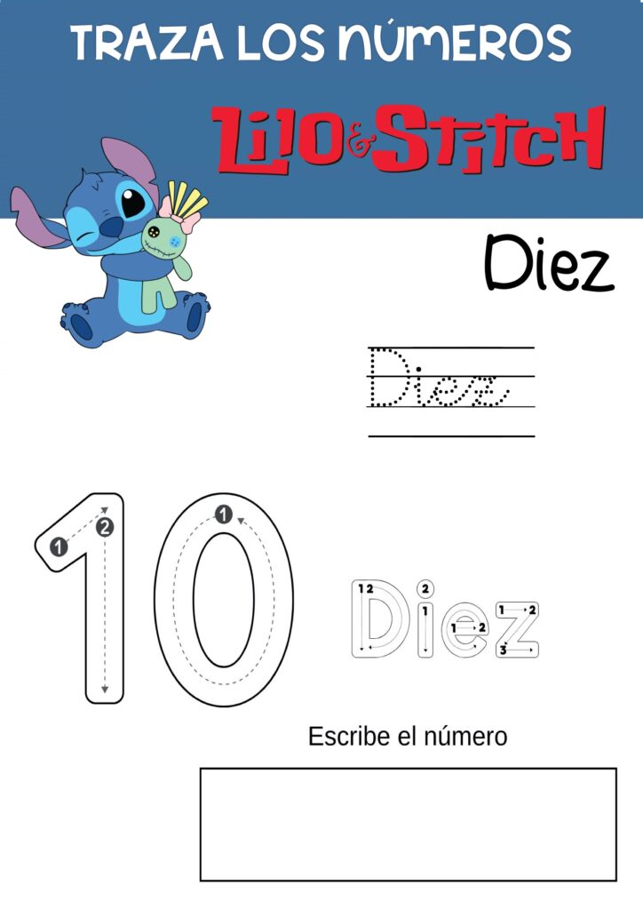 Librito para TRAZAR LOS NÚMEROS LILO y STiCH - Orientacion Andujar