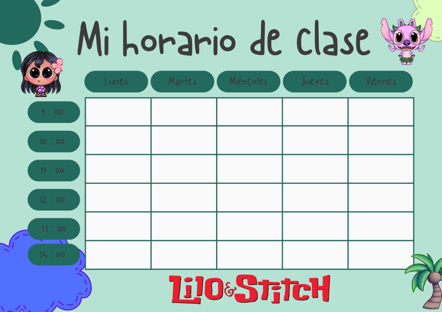 Lilo y Stich MI horario de clase - Orientacion Andujar
