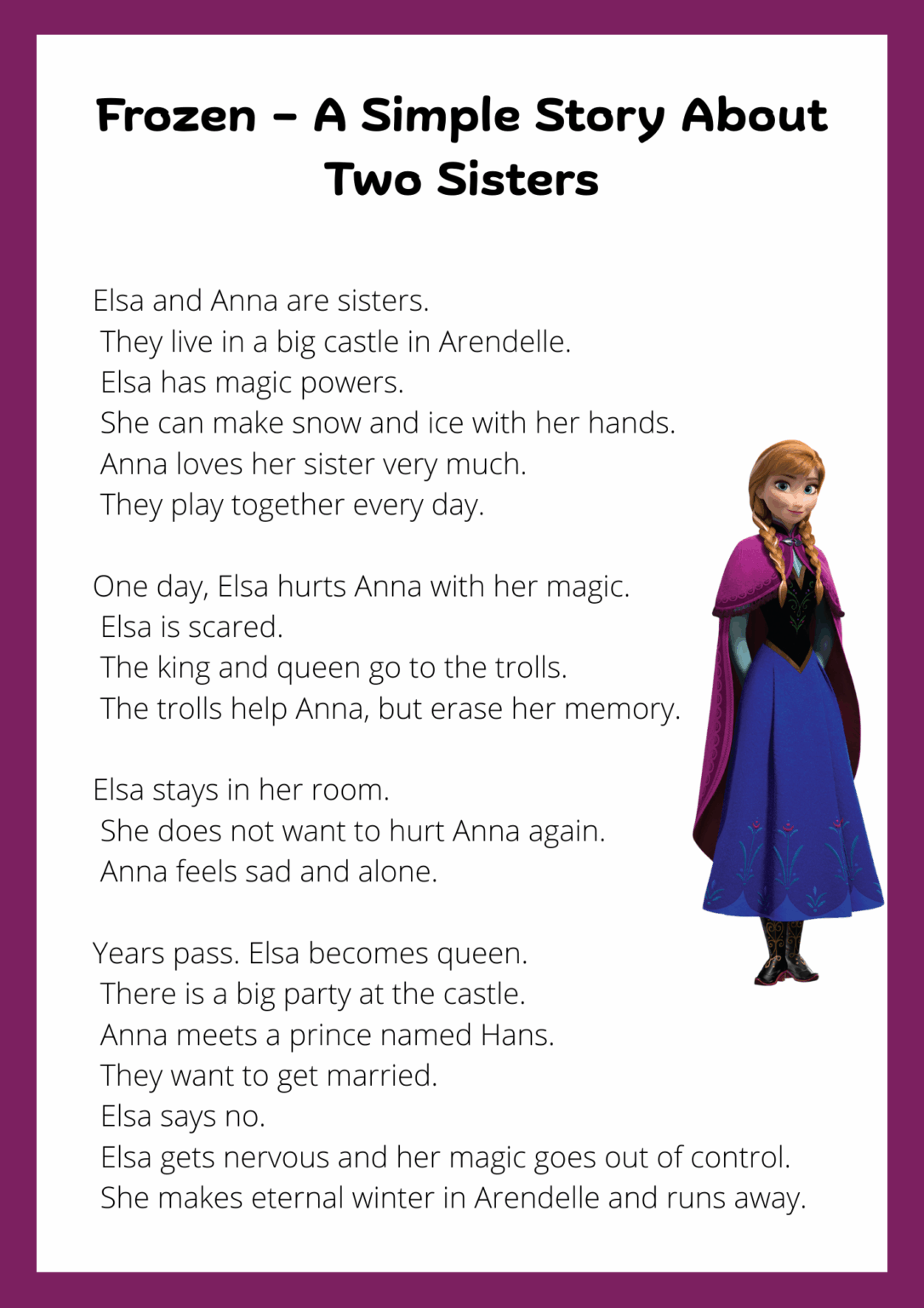 Cuento en inglés de Frozen - Orientacion Andujar