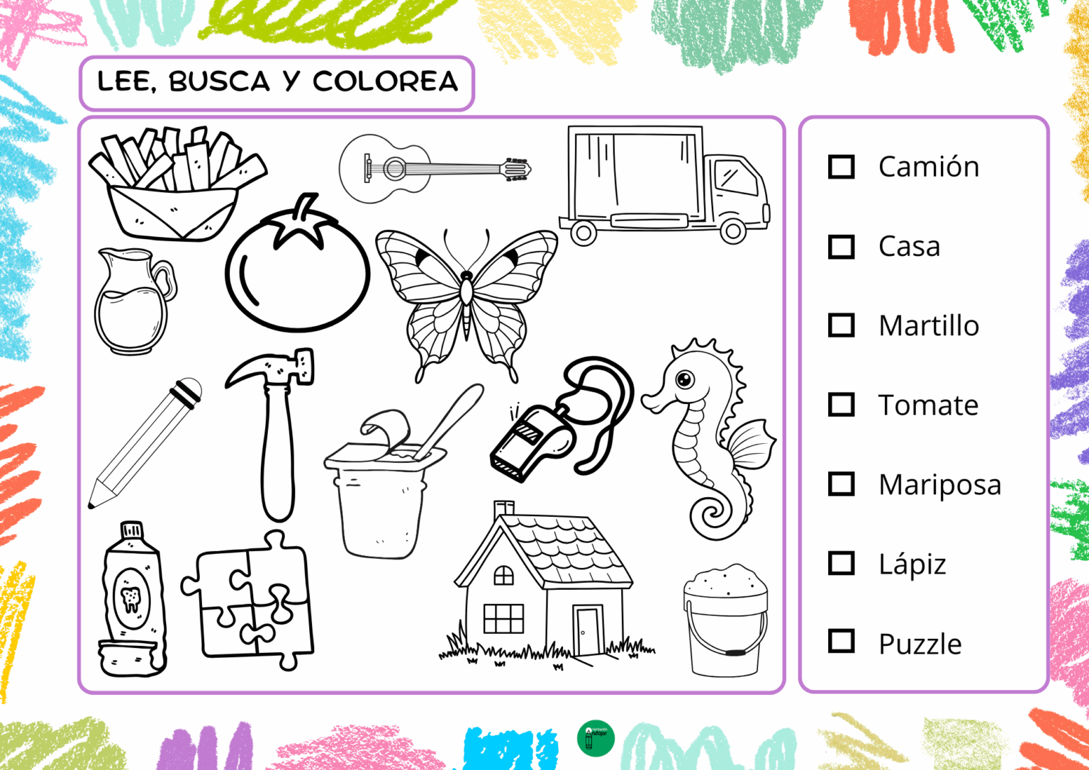 Fichas de Lectura y Atención: ¡Lee, Busca y Colorea! - Orientacion Andujar