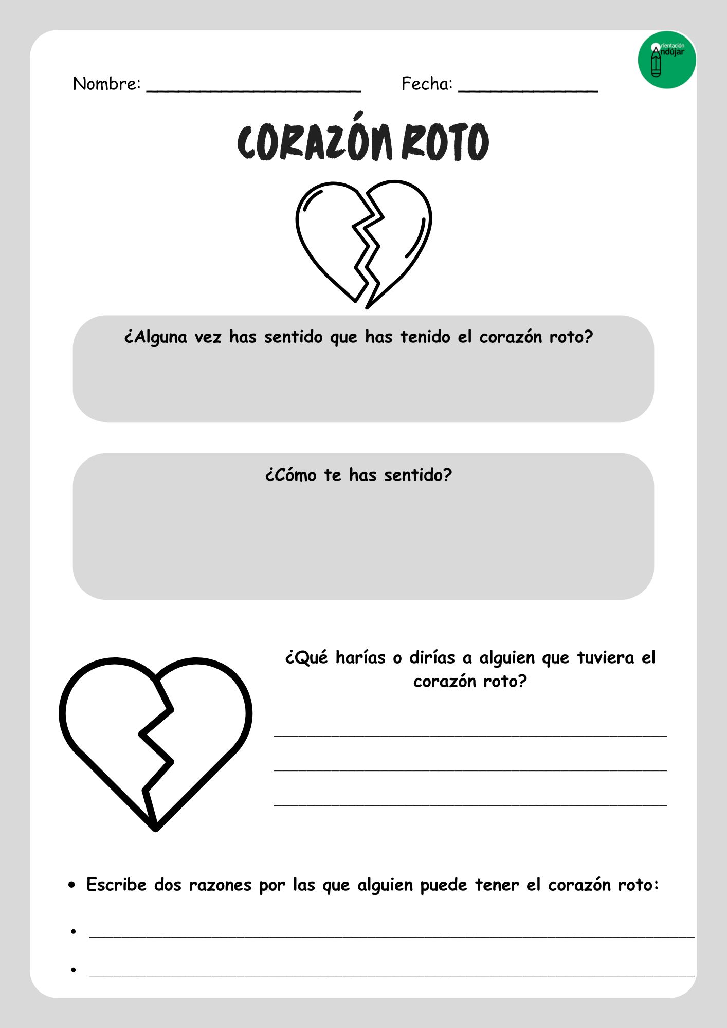 Dinámica de reflexión: Un corazón roto - Orientacion Andujar