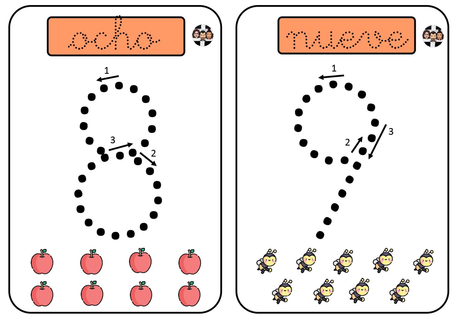 Tarjetas para plastificar: Trazo de números - Orientacion Andujar