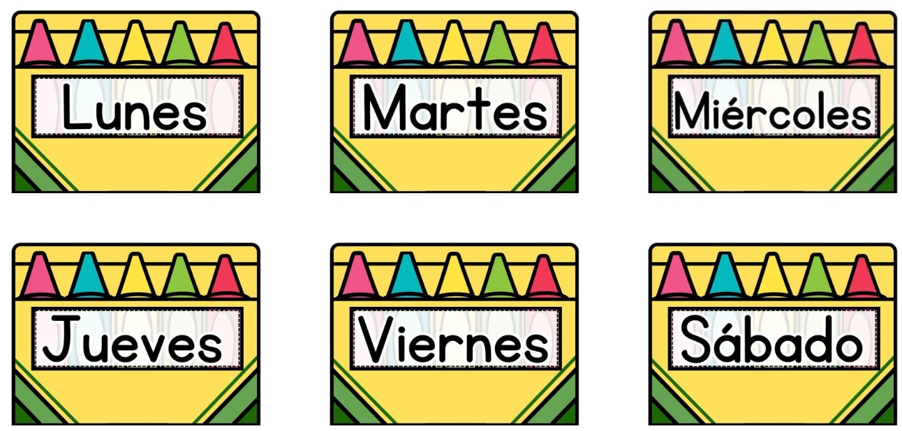 CARTELES DIAS DE LA SEMANA CRAYOLA - Orientacion Andujar