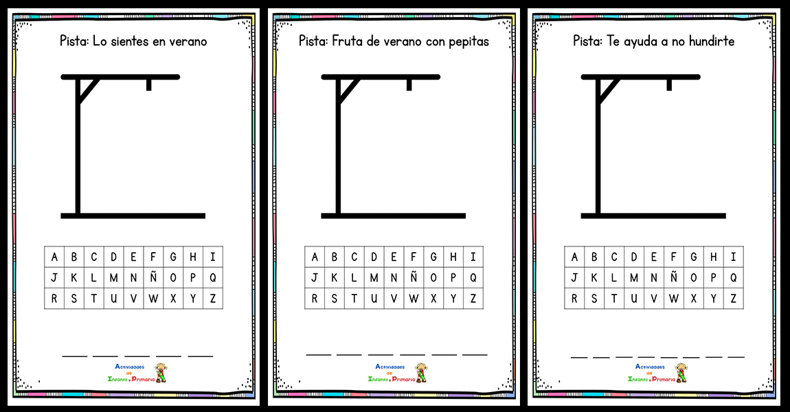Jugamos al ahorcado, especial palabras del verano - Orientacion Andujar