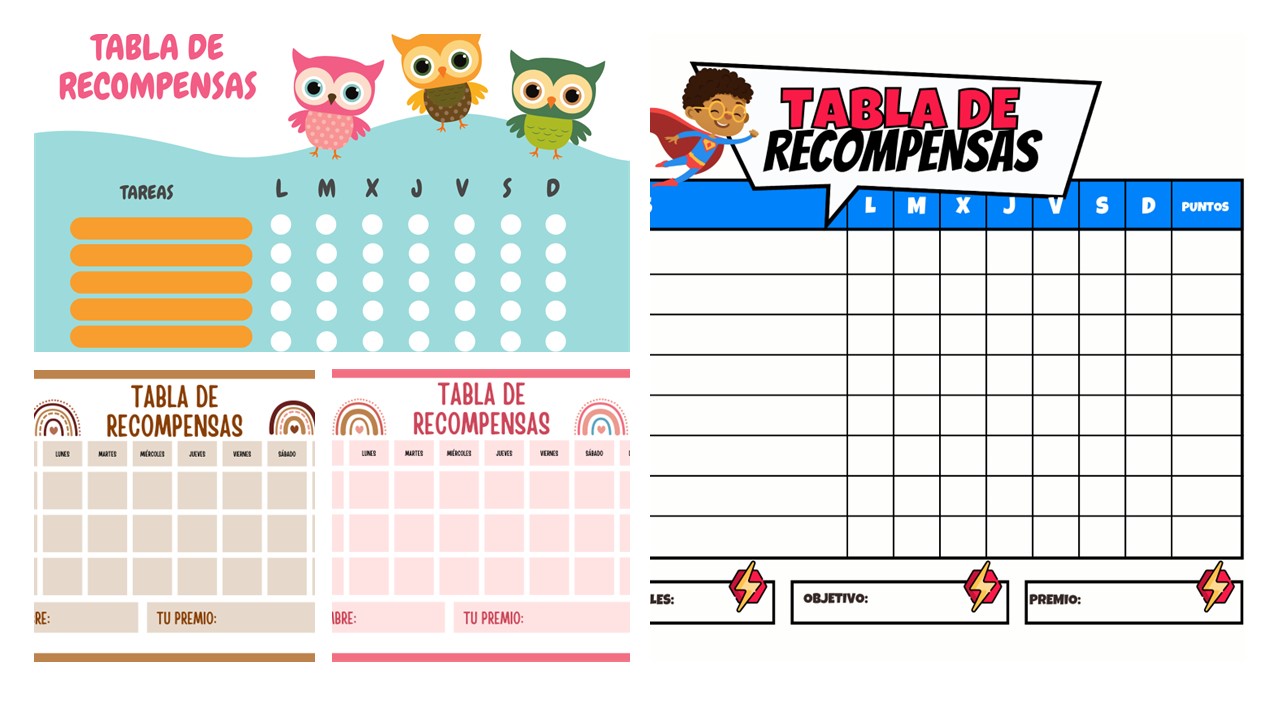 Bonitas tablas de recompensa para las vacaciones en casa o para el ...