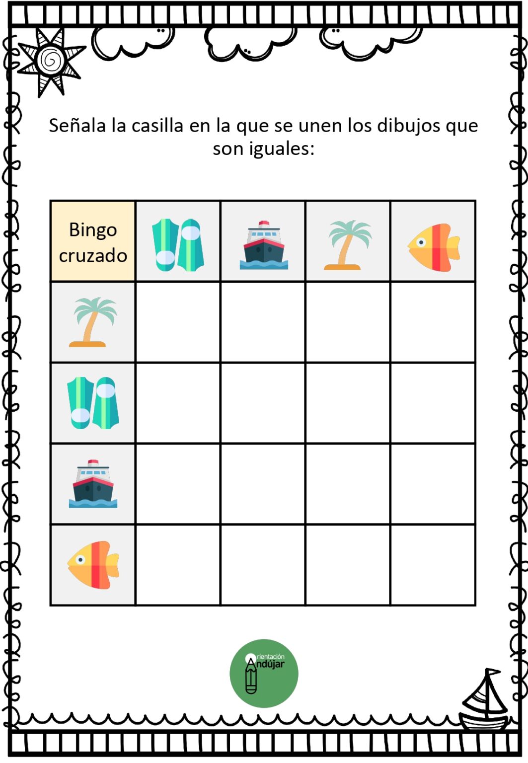 Bingo Cruzado de Verano trabajamos la atención - Orientacion Andujar