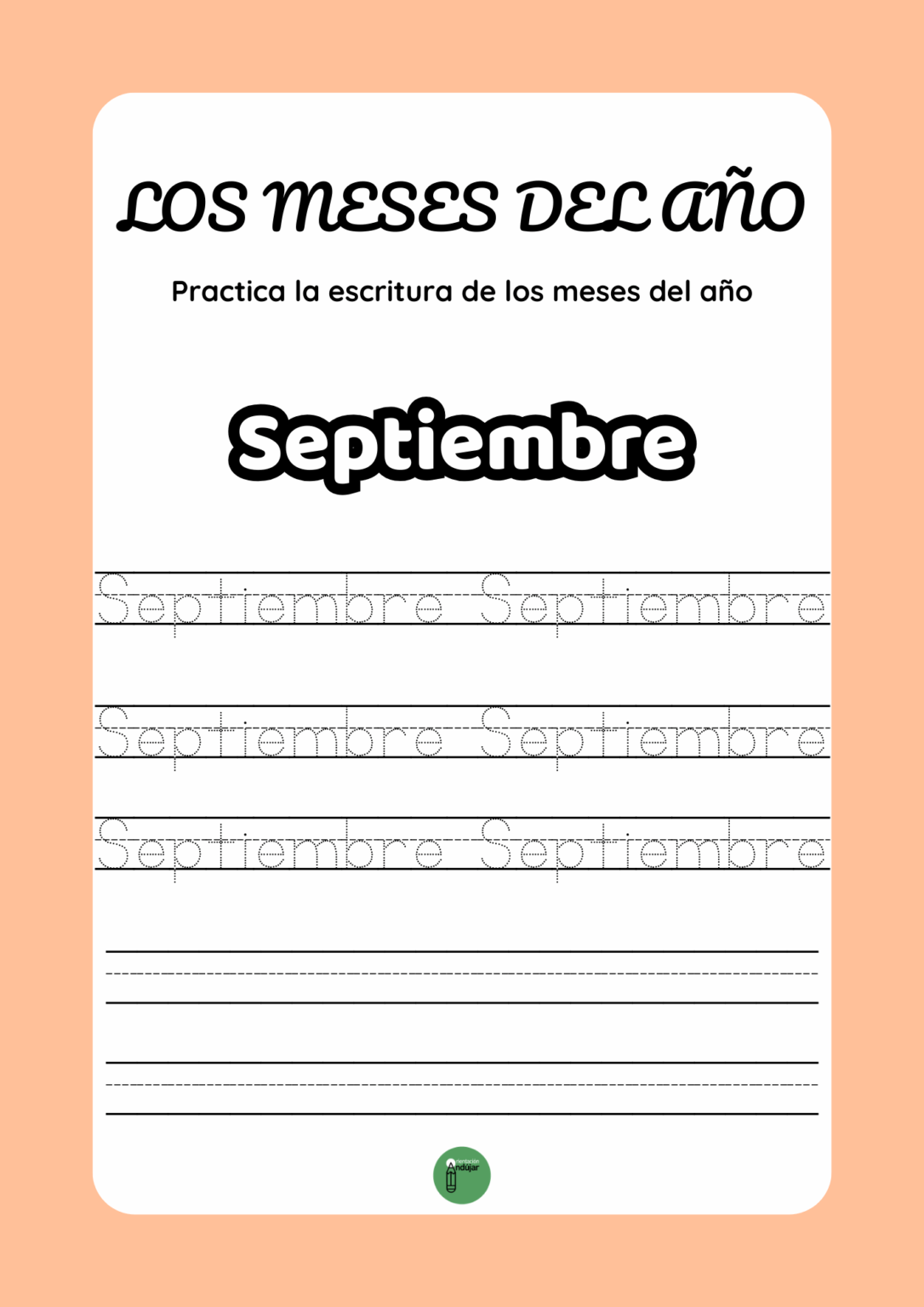 Ficha para trabajar la Escritura de los Meses del Año - Orientacion Andujar