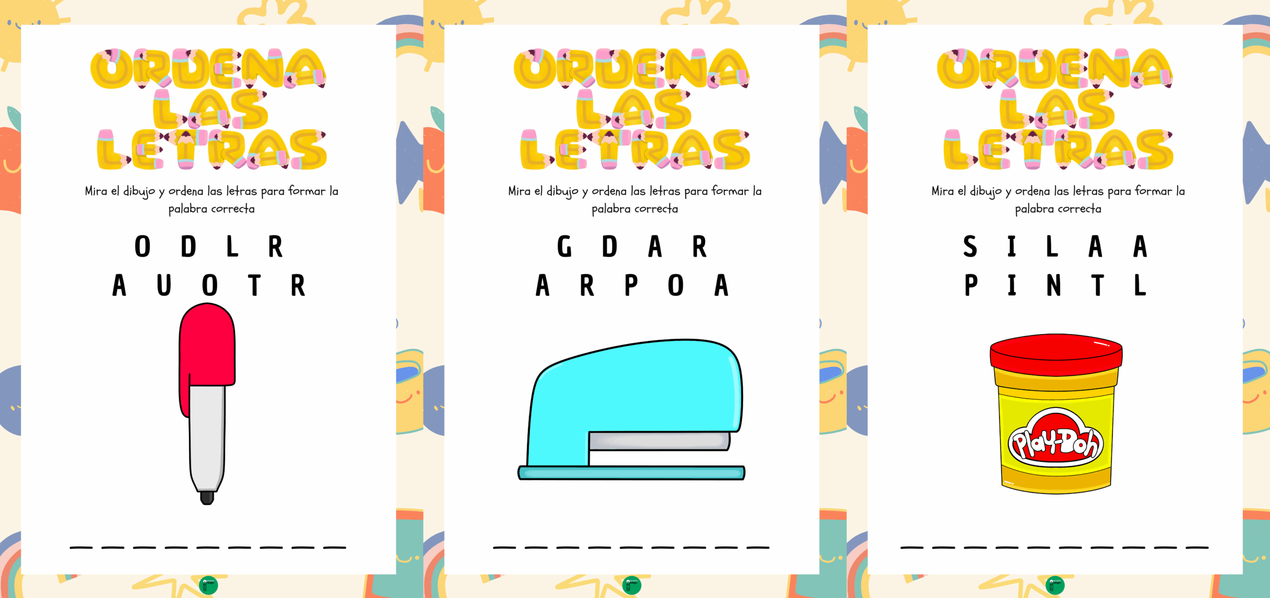 Ordena las Letras y Descubre la Palabra especial Vuelta al Cole ...