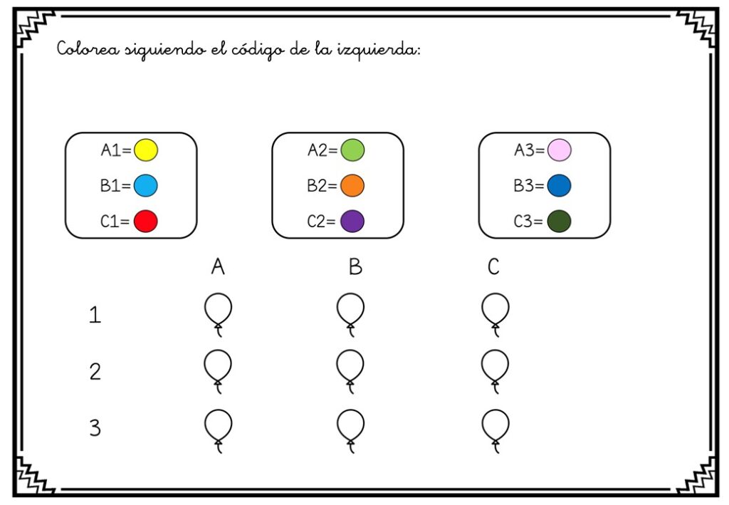 Fichas de atención: Colorea siguiendo el código - Orientacion Andujar
