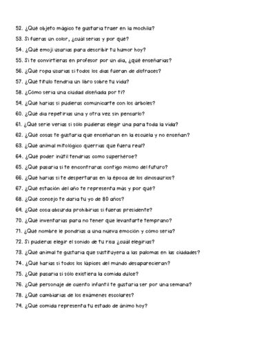Pensamiento creativo Preguntas para comenzar el día - Orientacion Andujar