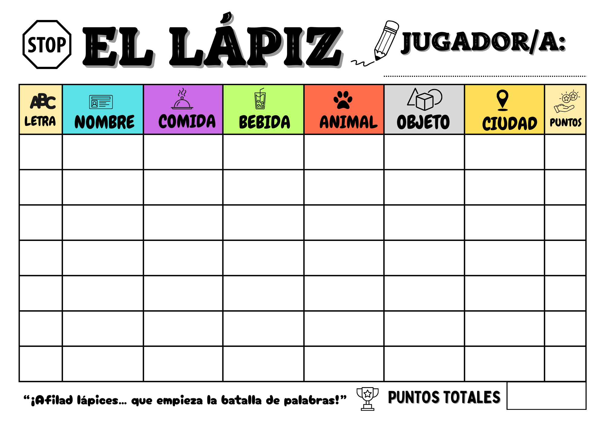 Menos pantallas. Plantilla juego alto el lápiz - Orientacion Andujar