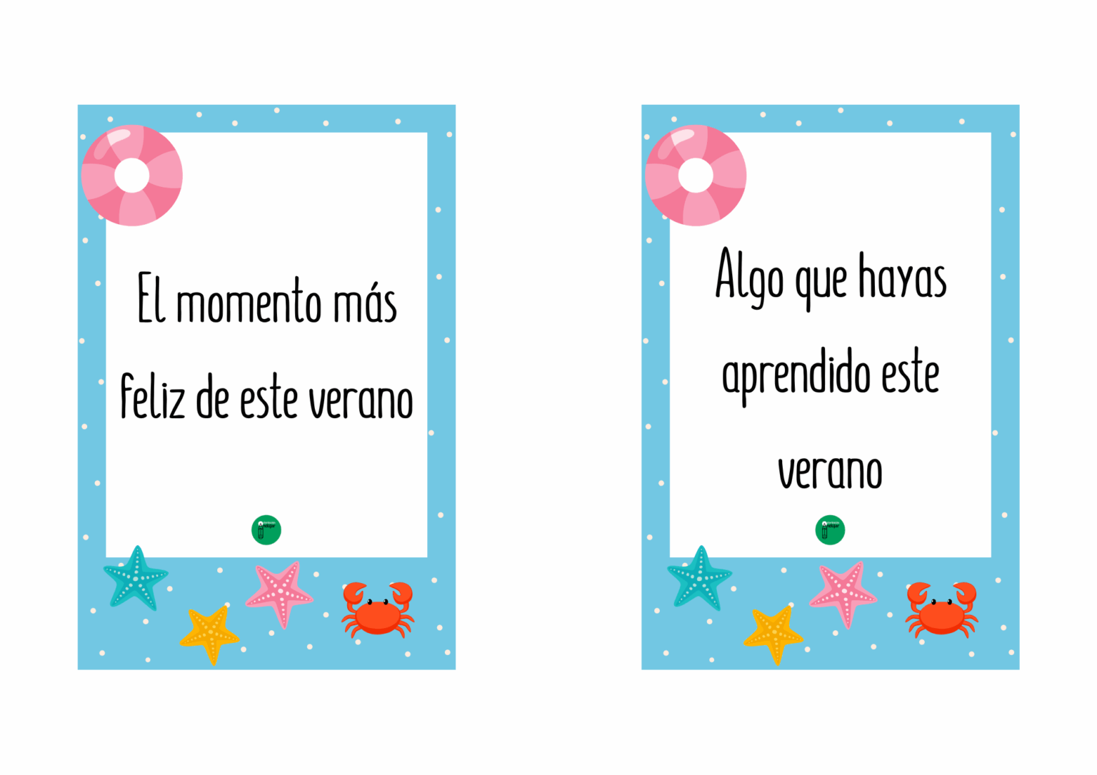 Tarjetas de Expresión Oral sobre Mi Verano - Orientacion Andujar