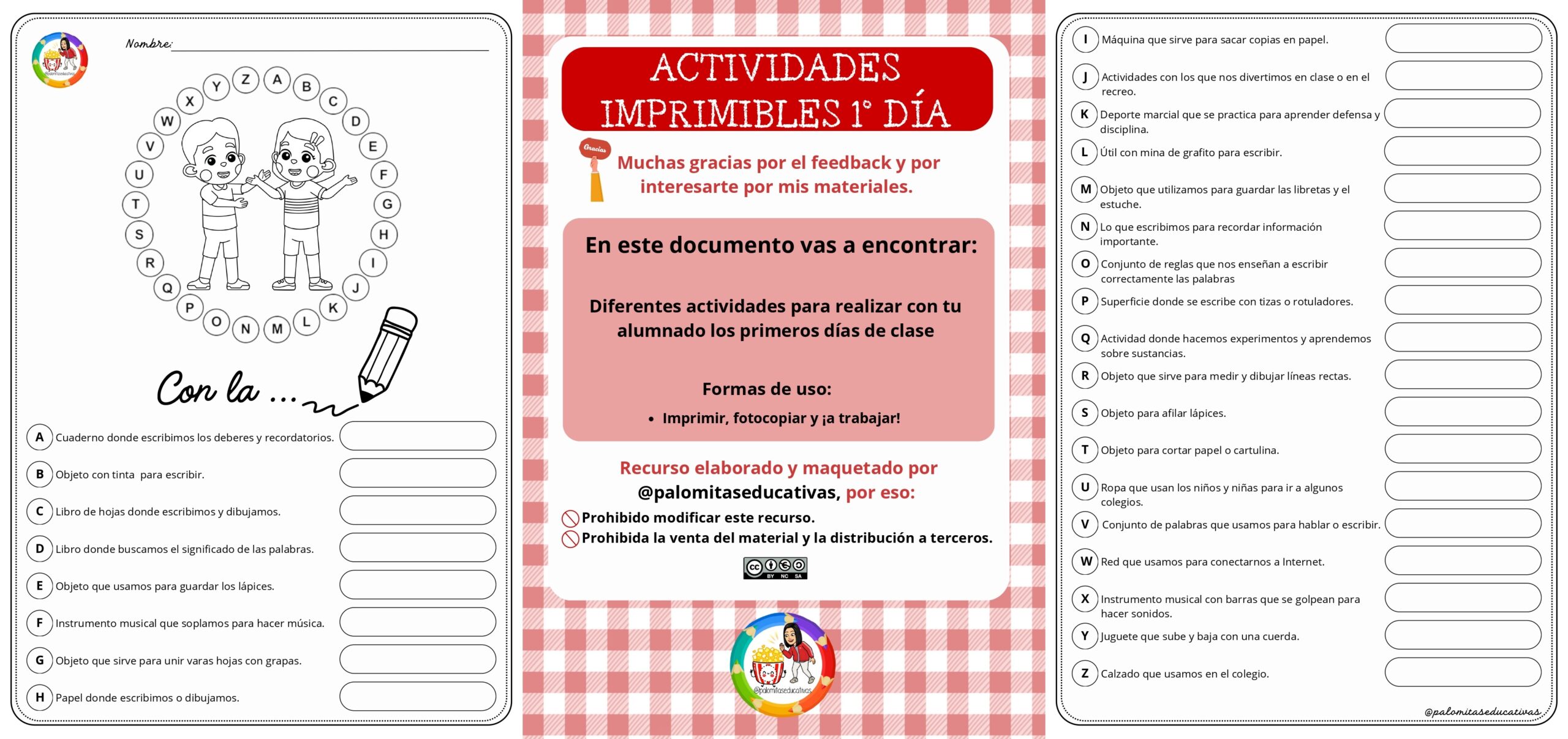 12 Actividades diferentes e Imprimibles para el Primer Día de Clase ...