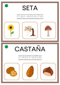 Tarjetas de lectoescritura con palabras de otoño: Lee, escribe y ...