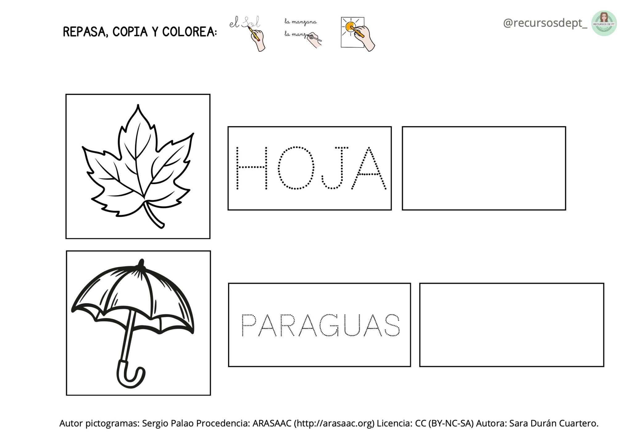 Cuadernillo y vocabulario de Otoño - Orientacion Andujar