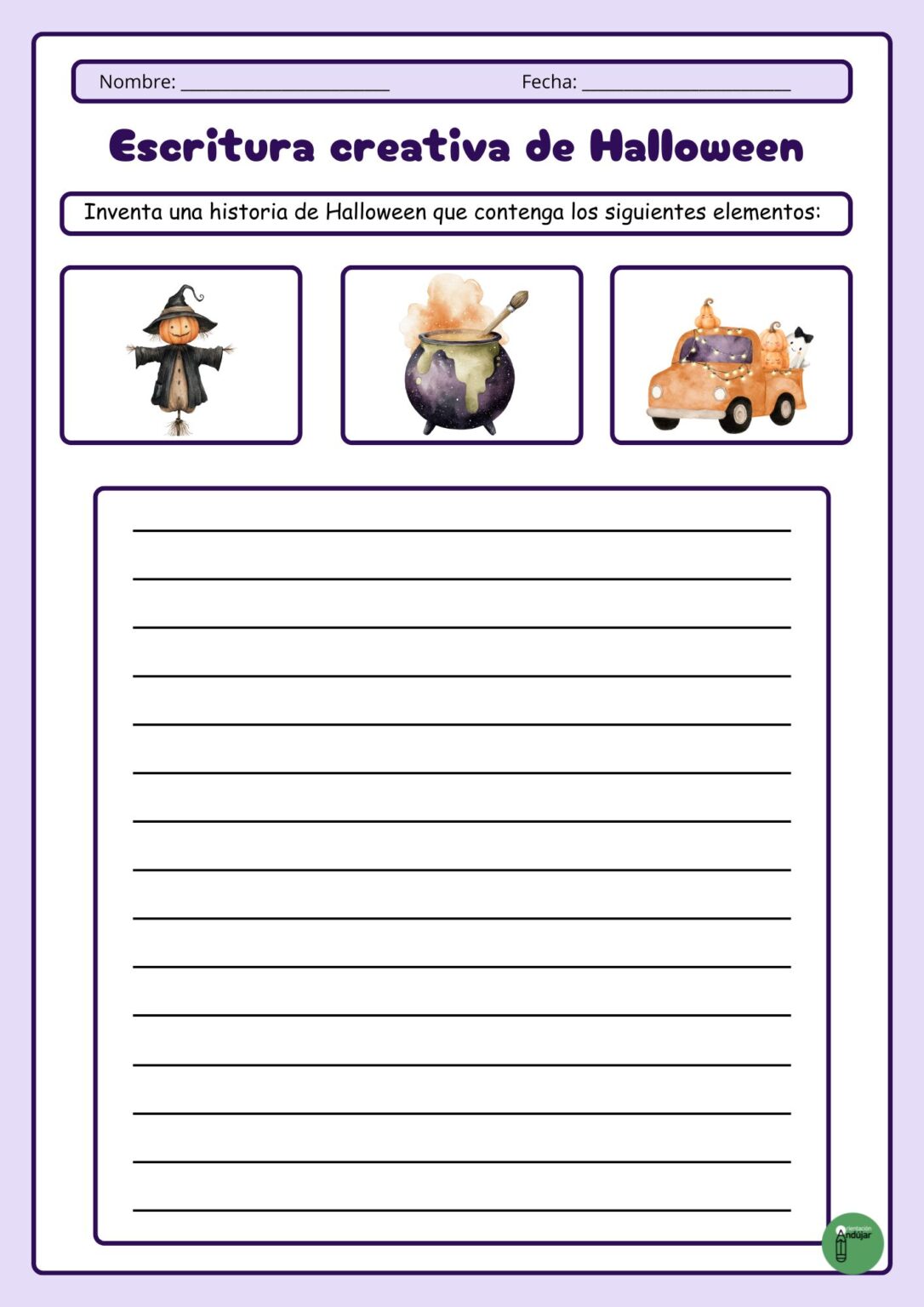 Fichas de escritura creativa de Halloween - Orientacion Andujar