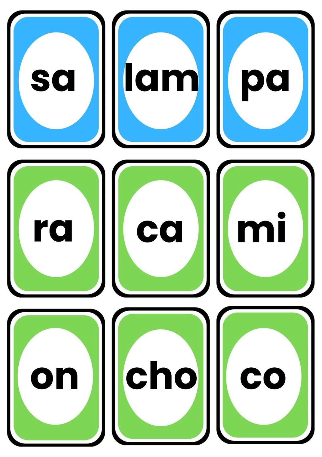 Juego de UNO de las sílabas simples y trabadas - Orientacion Andujar