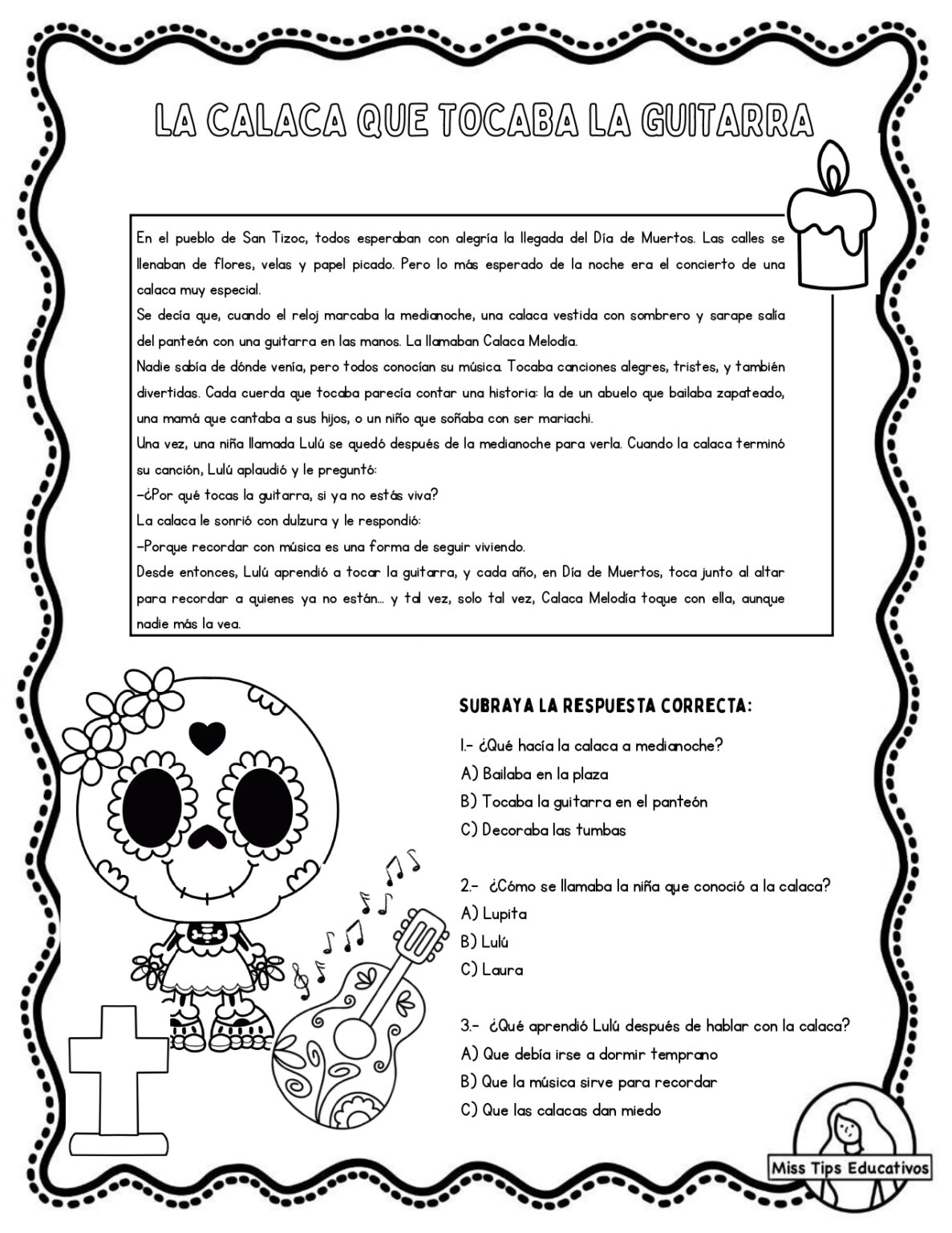 Mi CUADERNILLO DE comprensión lectora día de muertos - Orientacion Andujar