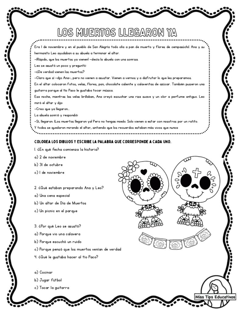 Mi CUADERNILLO DE comprensión lectora día de muertos - Orientacion Andujar