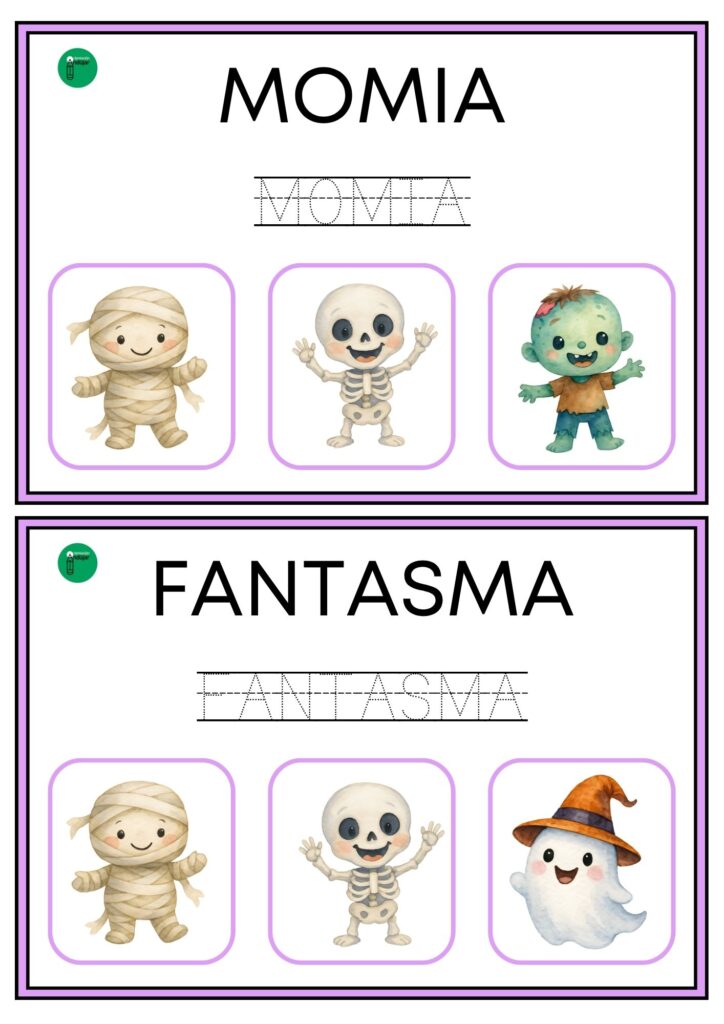 Tarjetas de lectoescritura con vocabulario de Halloween - Orientacion ...