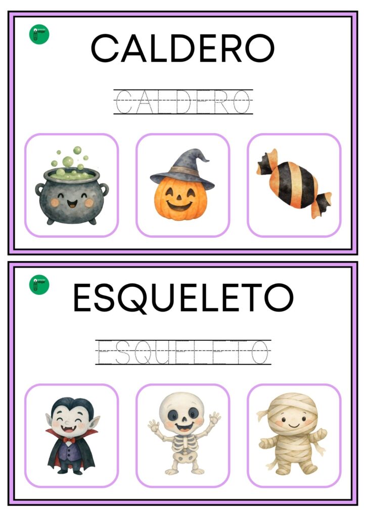 Tarjetas de lectoescritura con vocabulario de Halloween - Orientacion ...