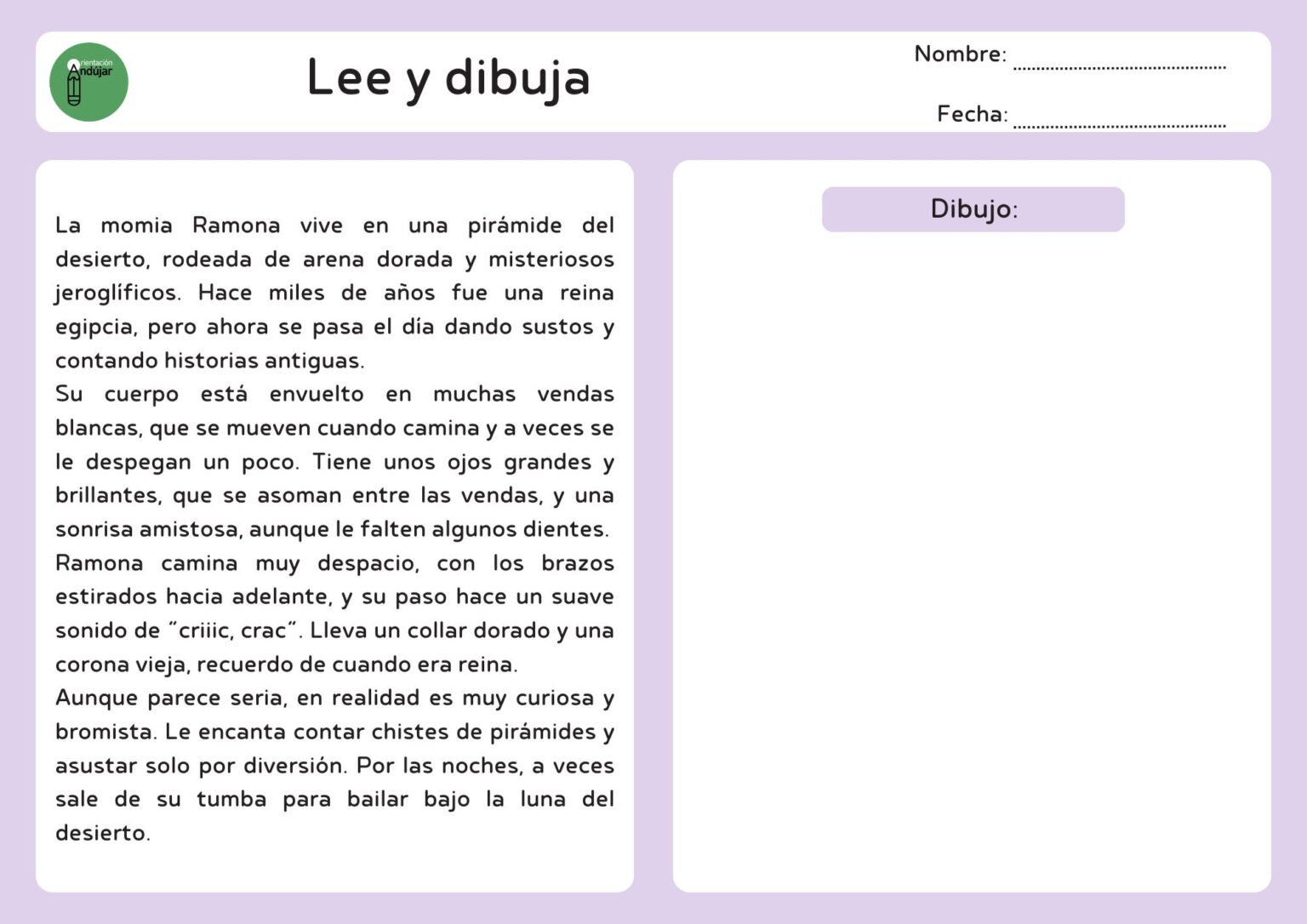 Lee y dibuja los personajes de Halloween - Orientacion Andujar