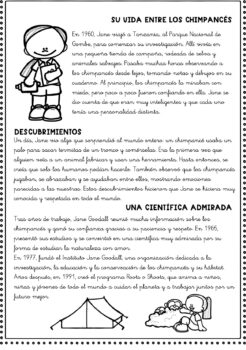 Comprensión Lectora sobre Jane Goodall - Orientacion Andujar