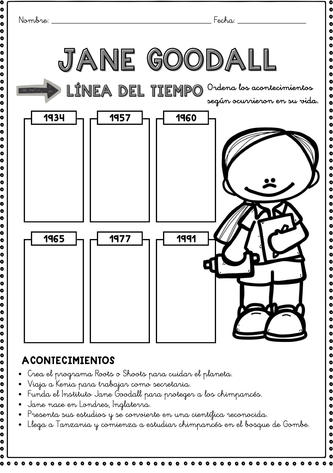 Comprensión Lectora sobre Jane Goodall - Orientacion Andujar