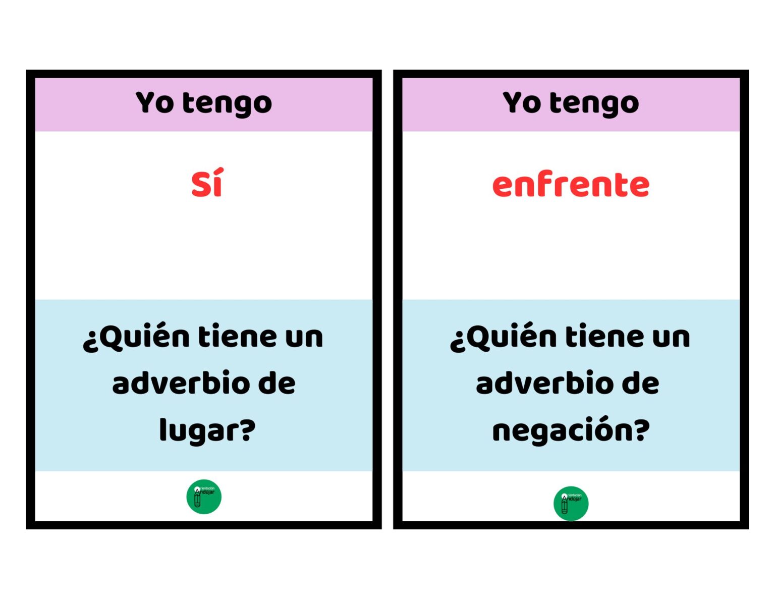 Juego "¿Quién tiene? Yo tengo..." para aprender los tipos de adverbios ...