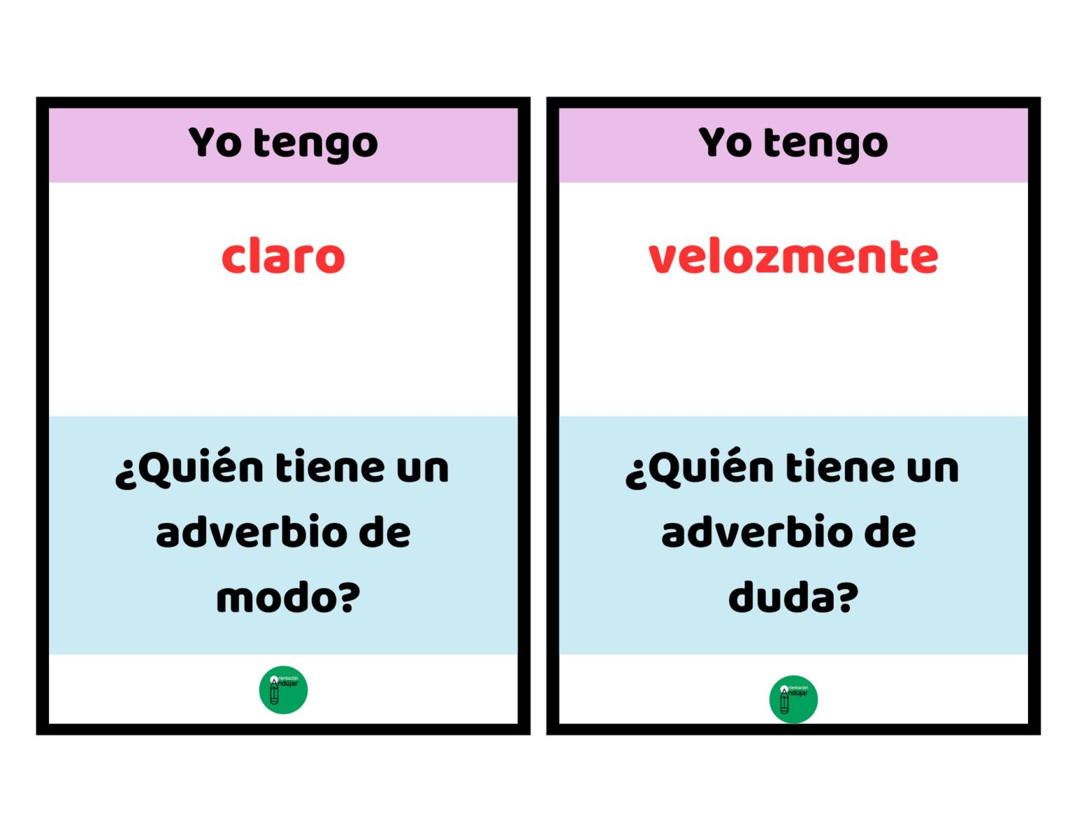 Juego "¿Quién tiene? Yo tengo..." para aprender los tipos de adverbios ...
