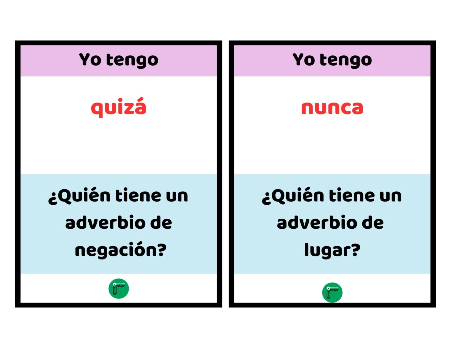 Juego "¿Quién tiene? Yo tengo..." para aprender los tipos de adverbios ...