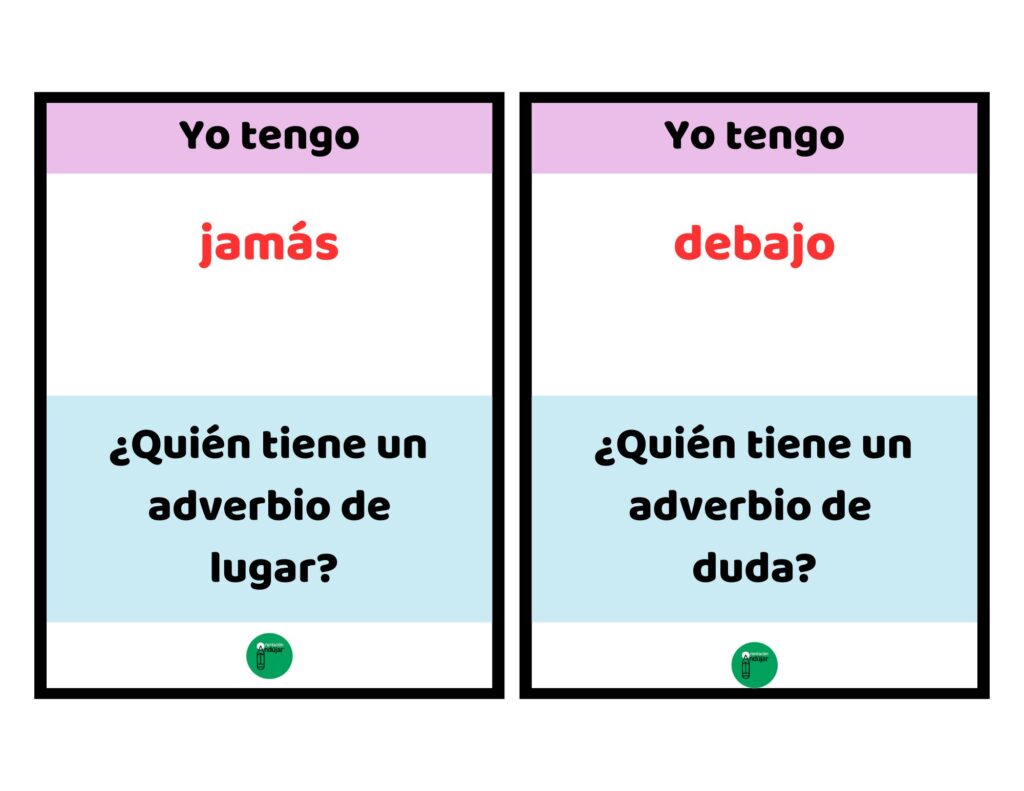 Juego "¿Quién tiene? Yo tengo..." para aprender los tipos de adverbios ...