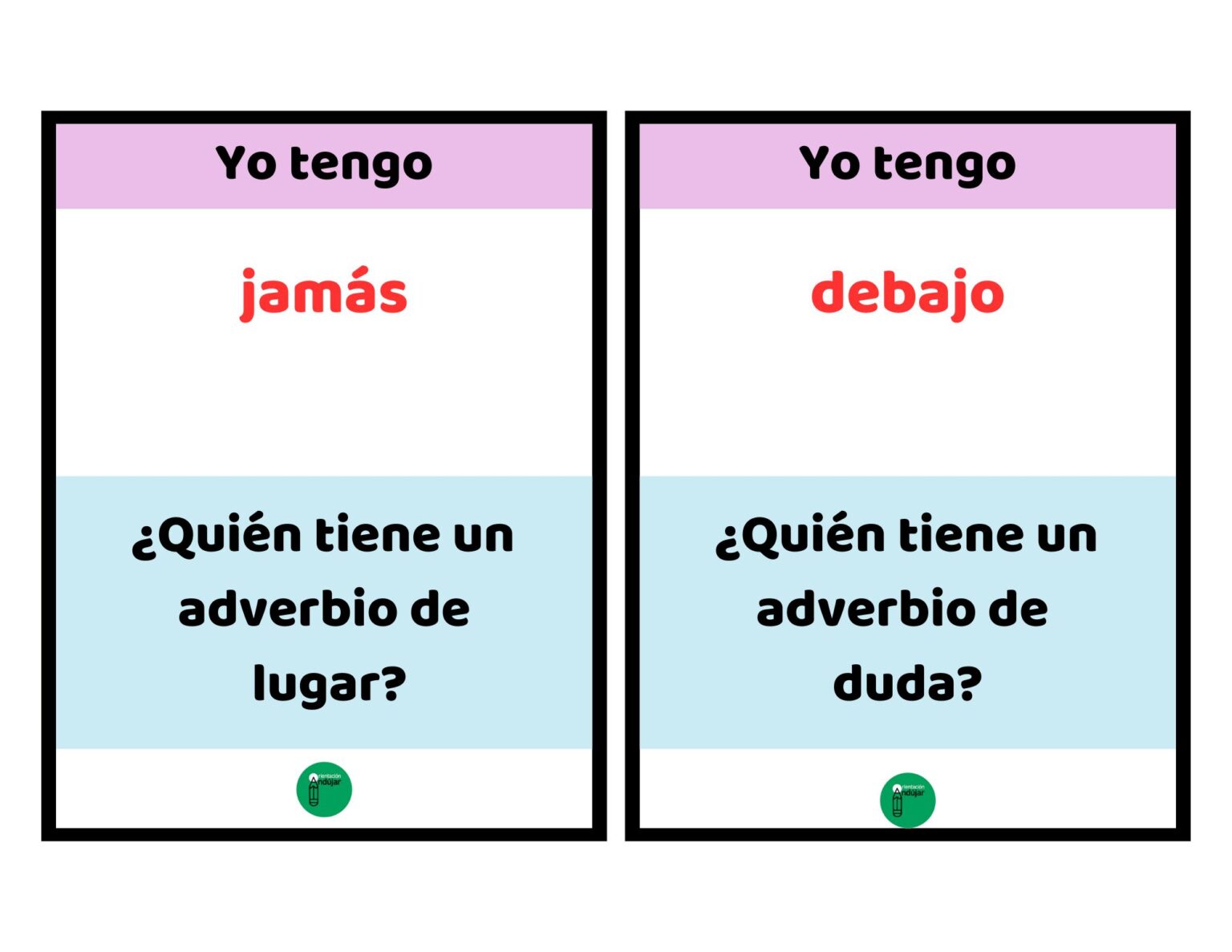 Juego "¿Quién tiene? Yo tengo..." para aprender los tipos de adverbios ...