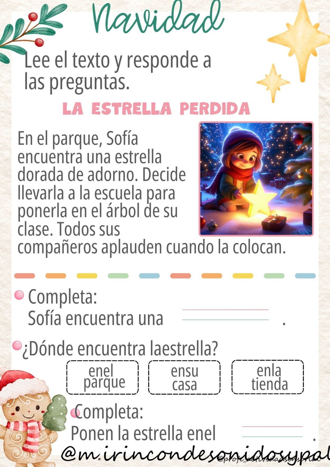 COMPRENSIÓN LECTORA NAVIDAD primer ciclo - Orientacion Andujar