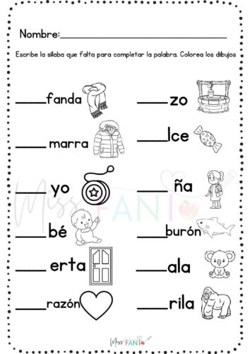 Hojas para trabajar sílabas y lectura de palabras - Orientacion Andujar