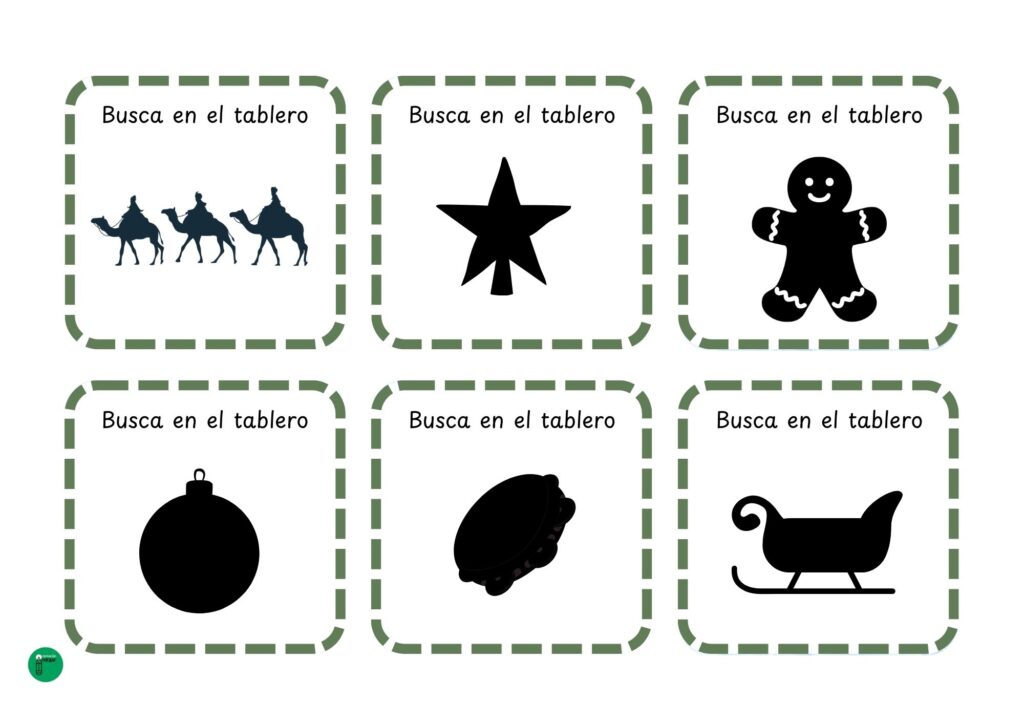 Juego de atención con tablero y cartas de Navidad - Orientacion Andujar