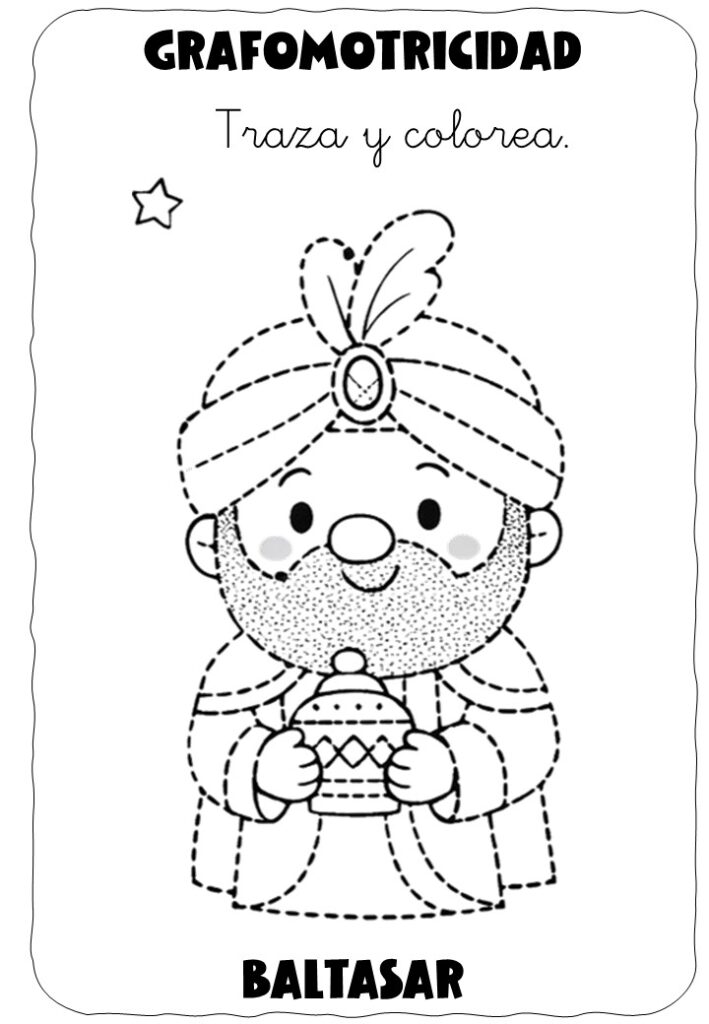 Los Reyes magos traza y colorea grafomotricidad - Orientacion Andujar