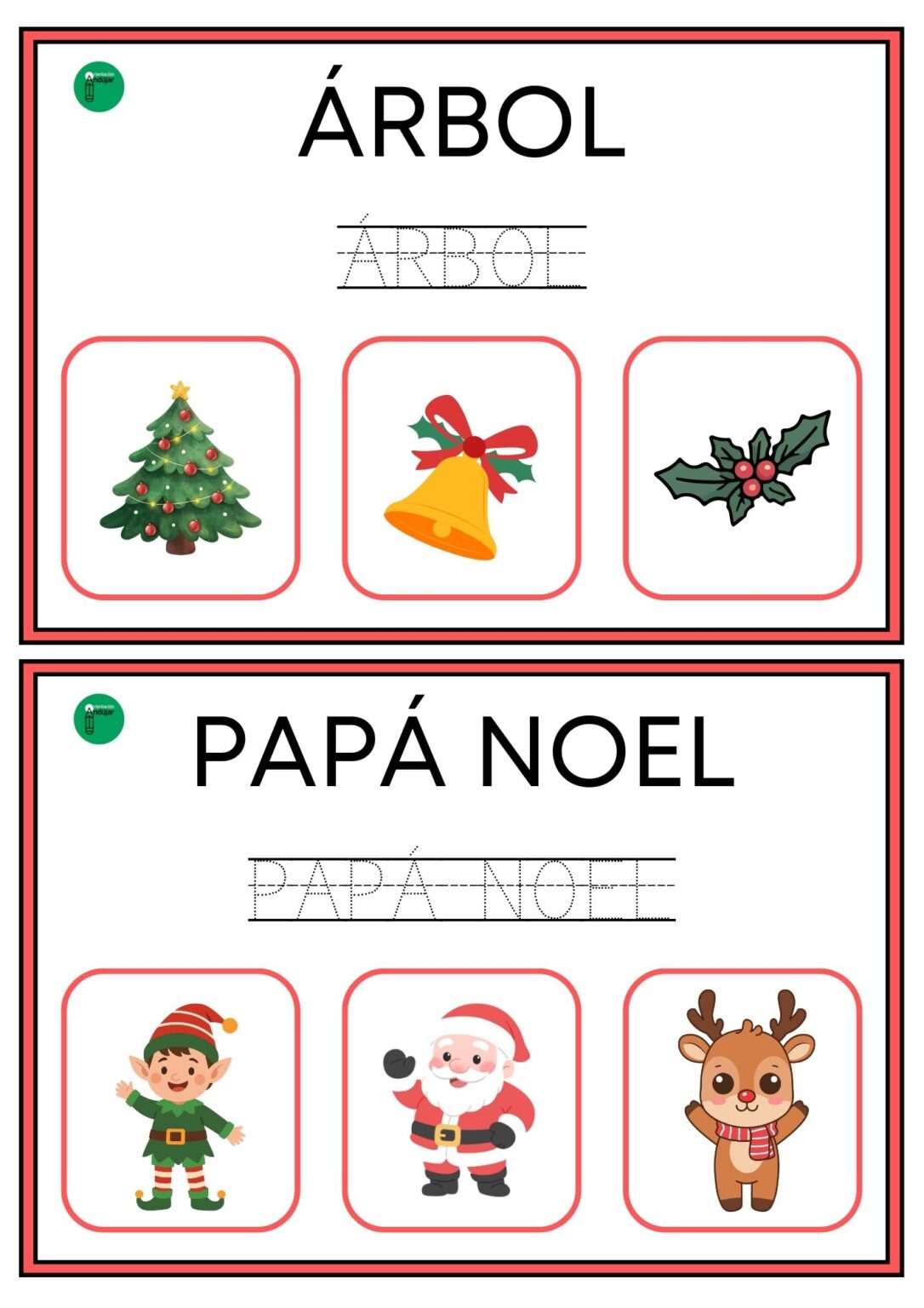 Tarjetas de lectoescritura para aprender vocabulario navideño ...