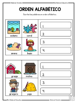 Fichas para trabajar el orden alfabético - Orientacion Andujar