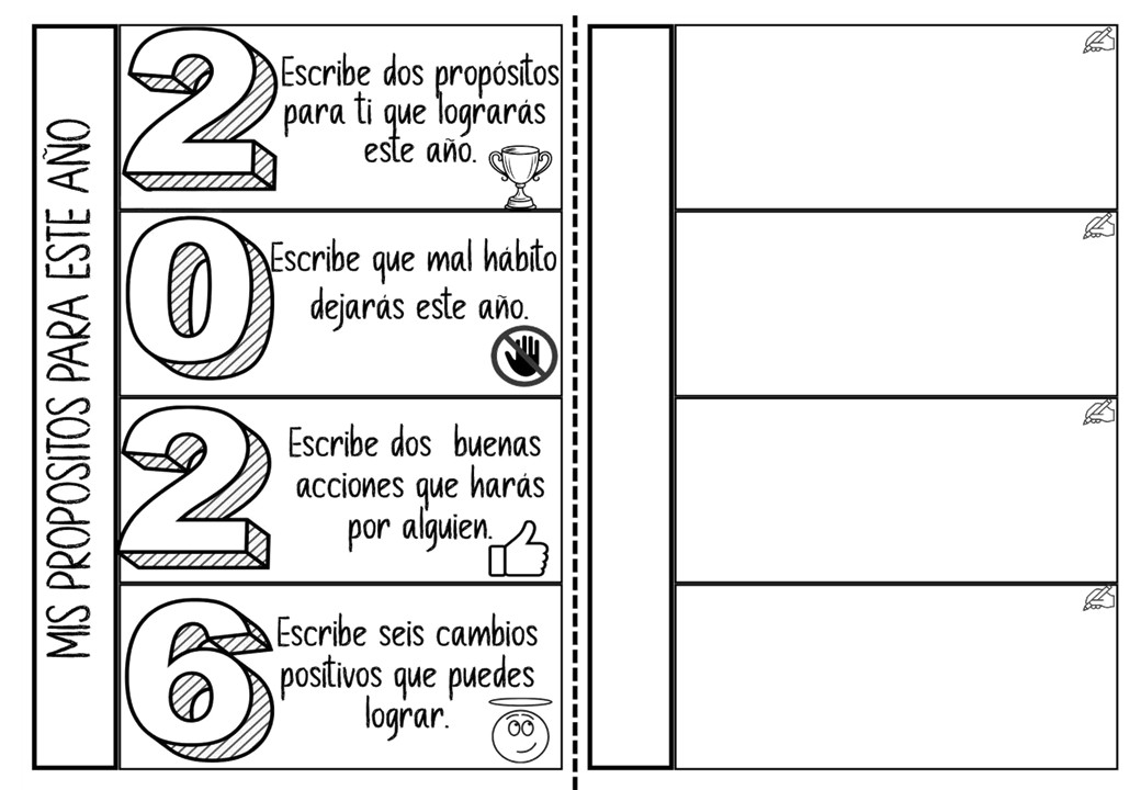 Foldable Segundo y tercer ciclo Mis propósitos 2026 (1) - Orientación ...