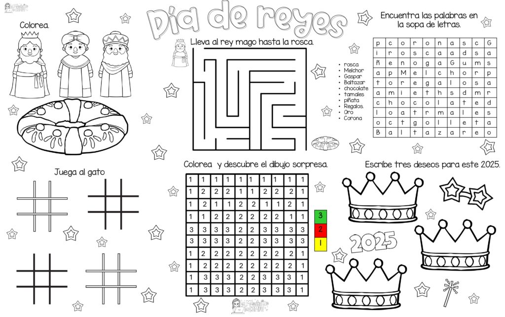 Mantelito de actividades para el día de Reyes - Orientacion Andujar
