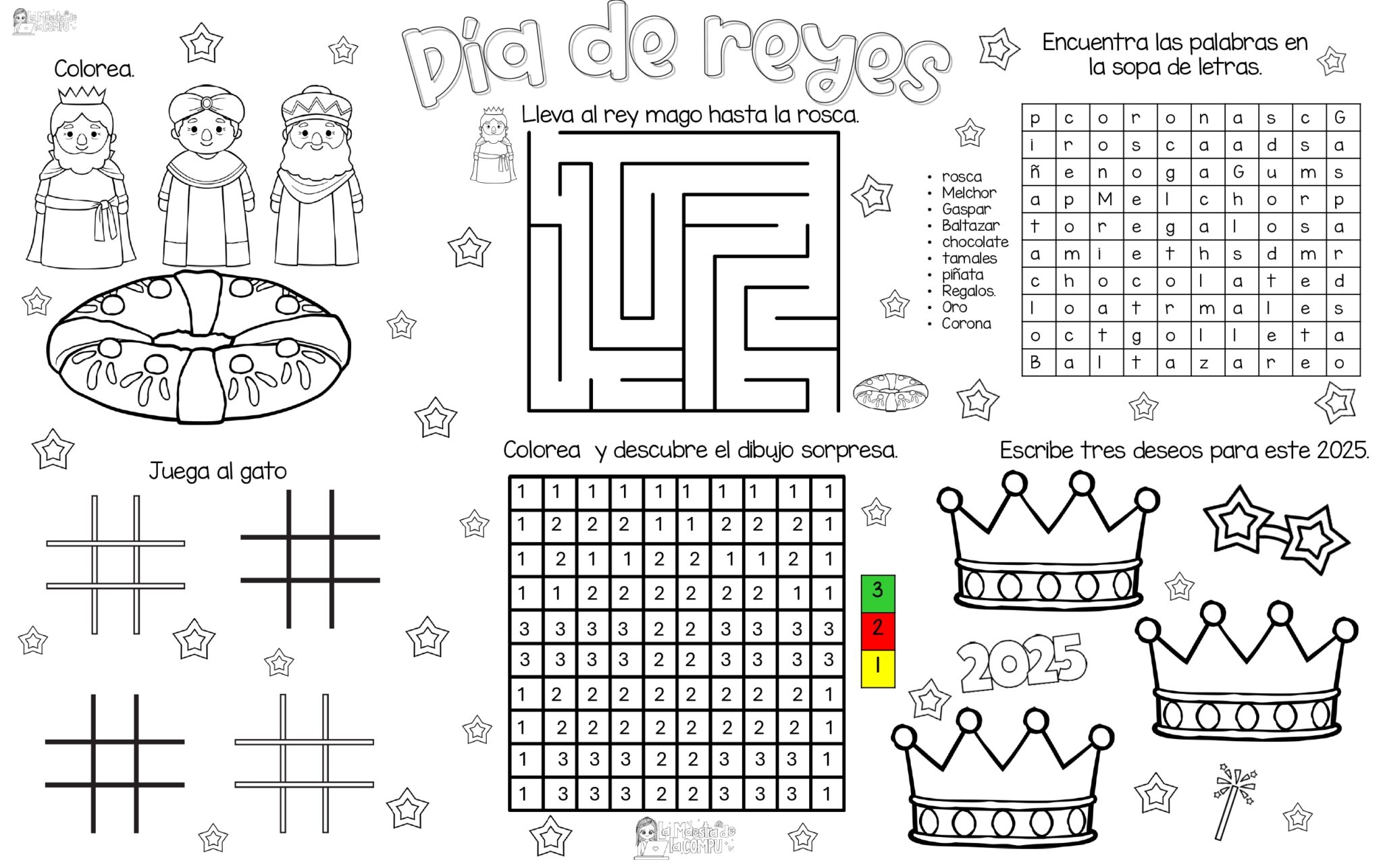 Mantelito de actividades para el día de Reyes - Orientacion Andujar