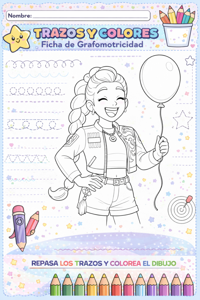 Nuevo cuaderno Guerreras K-pop grafo Colorea y traza - Orientacion Andujar