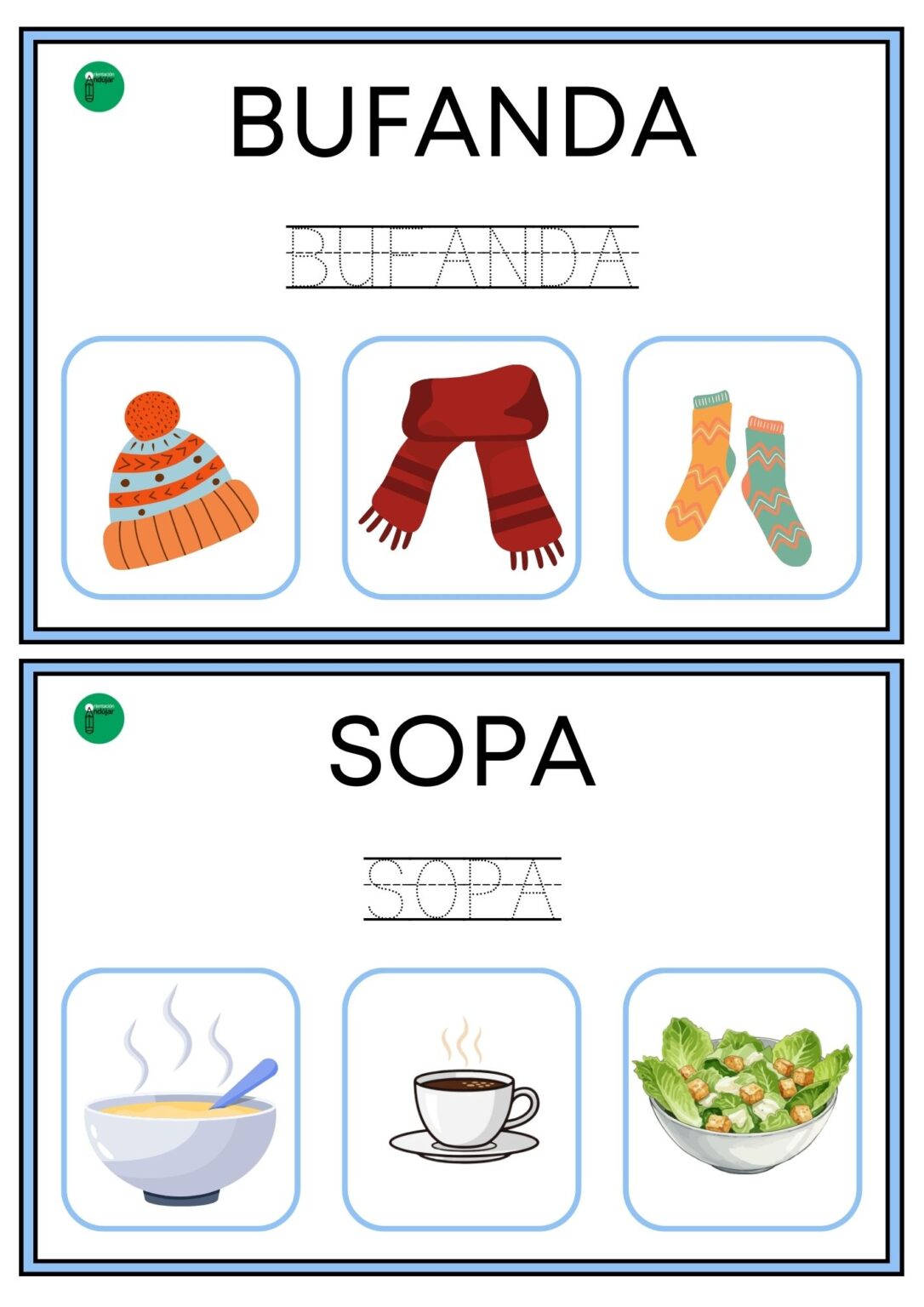 Tarjetas de lectoescritura con palabras de invierno: Lee, escribe y ...