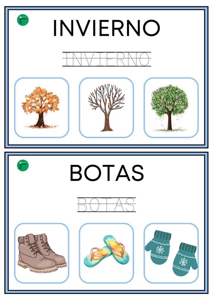 Tarjetas de lectoescritura con palabras de invierno: Lee, escribe y ...