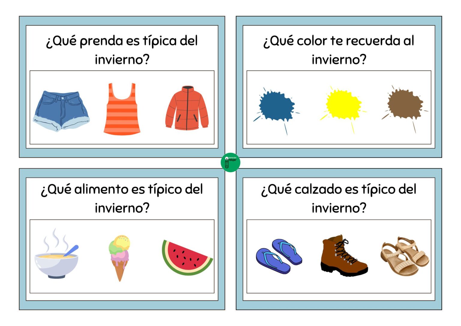 Tarjetas de conversación sobre el invierno para mejorar la expresión ...