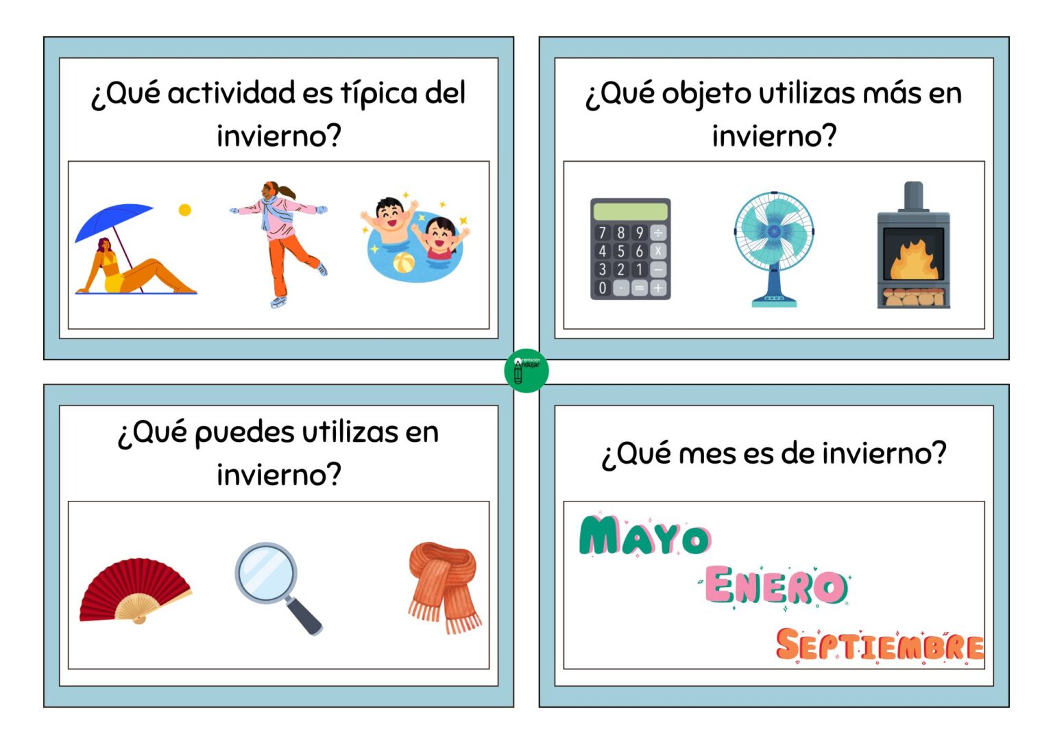 Tarjetas de conversación sobre el invierno para mejorar la expresión ...