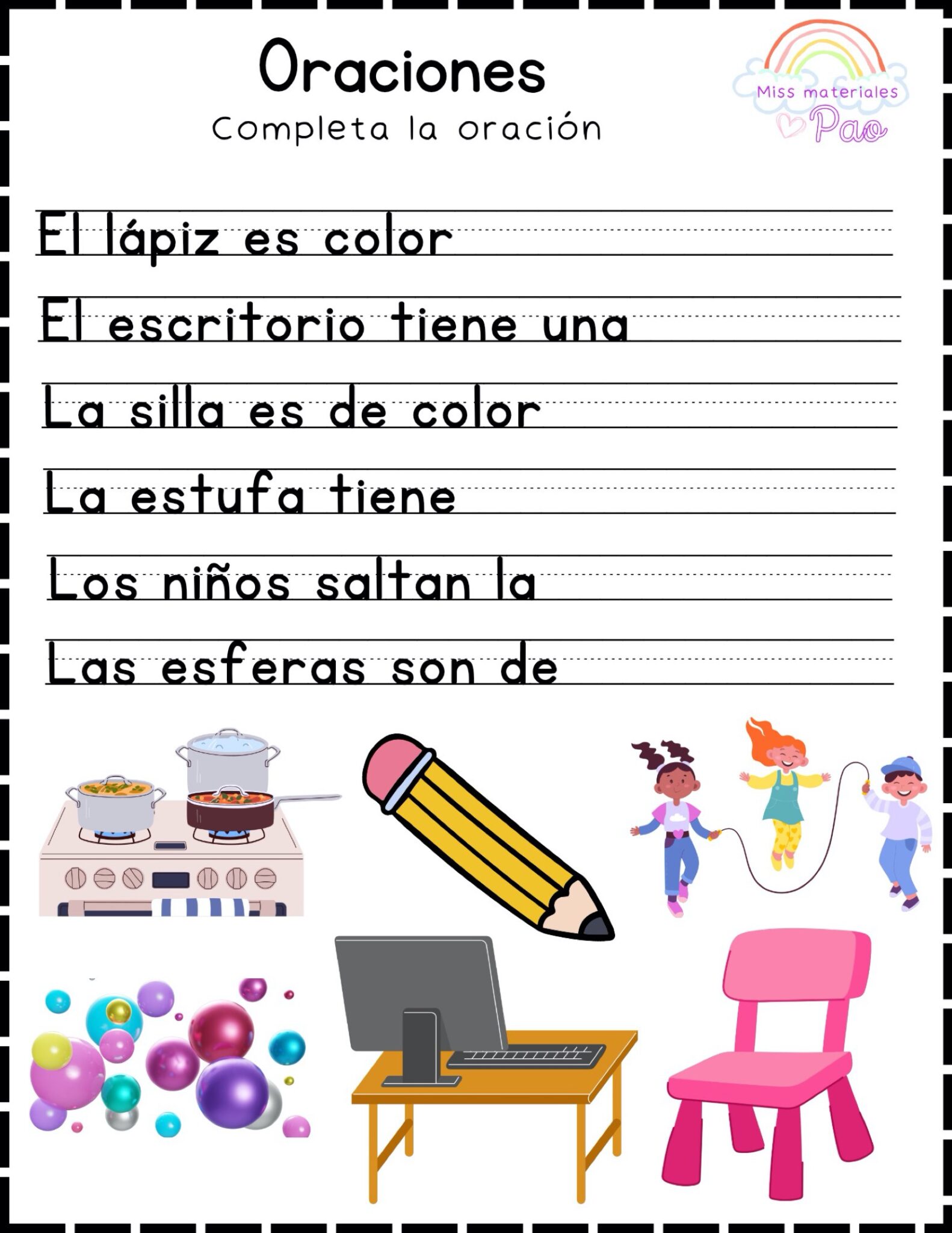 Fichas de oraciones para niños en PDF: refuerza la comprensión lectora ...